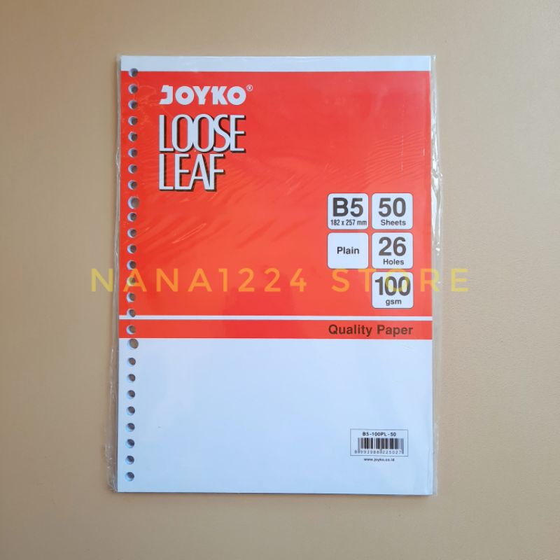 Jual LOOSE LEAF JOYKO B5 PLAIN / POLOS 100 GSM ISI 50 LEMBAR | Shopee Indonesia