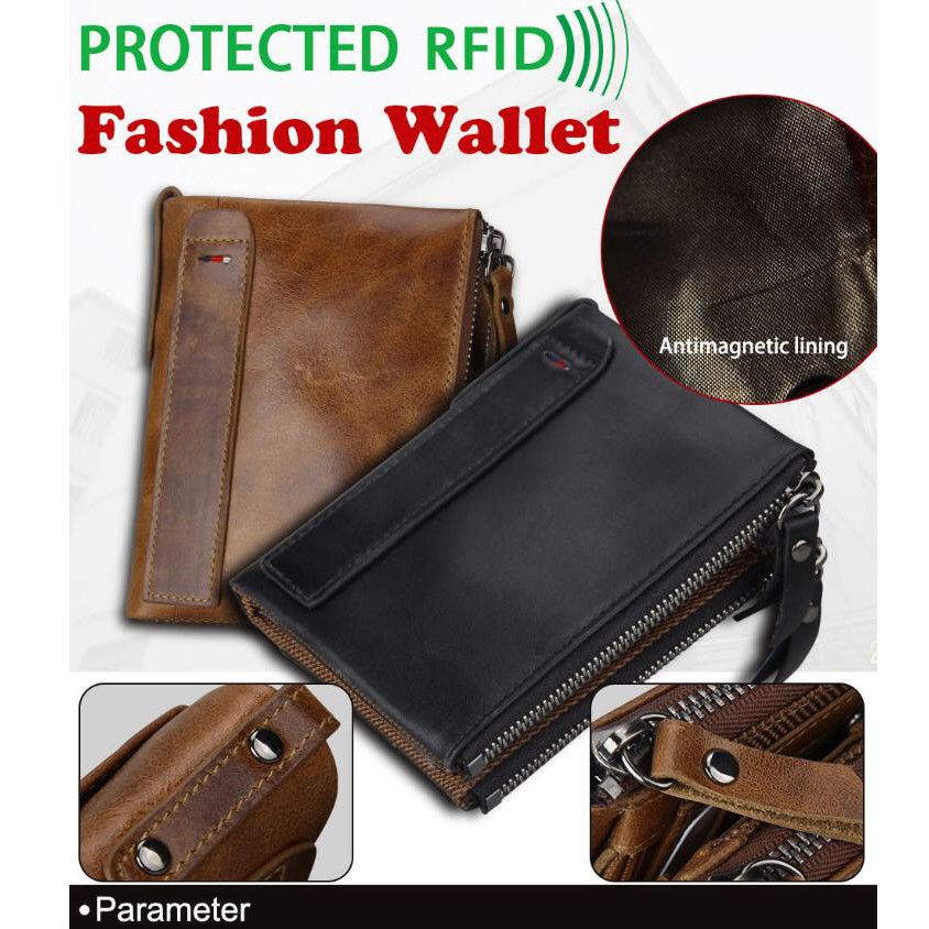 Jual Dompet Kulit Sapi Asli Pria Anti RFID AE50 | Shopee Indonesia