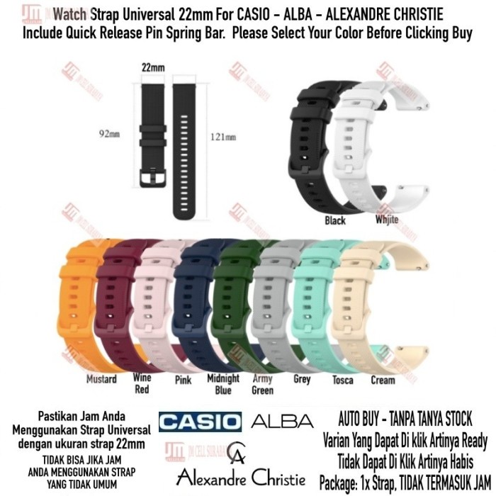 Jual Tali Jam 22mm Strap Casio Alba Alexandre Christie AC - OYE Rubber ...