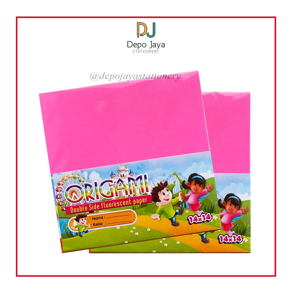 Jual Origami / Kertas Lipat uk 14x14 Double Side Fluorecent Paper ...