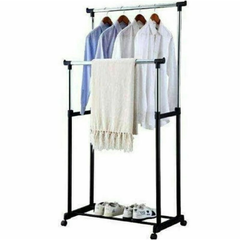 Jual Double Rod Hanger/ Rak Gantungan Baju Serbaguna | Shopee Indonesia