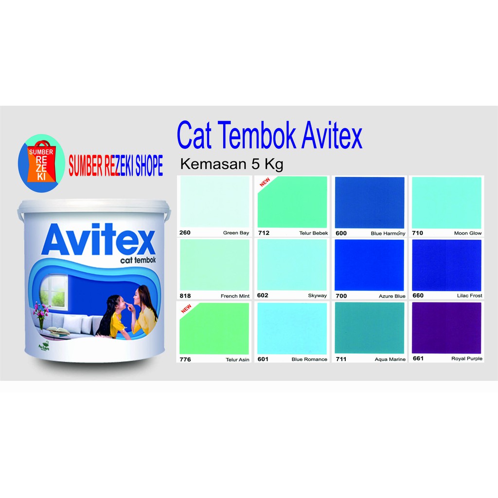 Jual Cat Tembok (Biru, Ungu) Plafon Gypsum Avitex Interior 5kg Avian ...