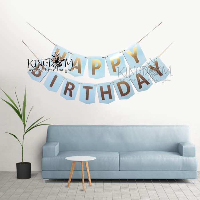 Jual Banner HBD Biru Gold / Bunting Flag Motif Biru Gold / Party Flag ...