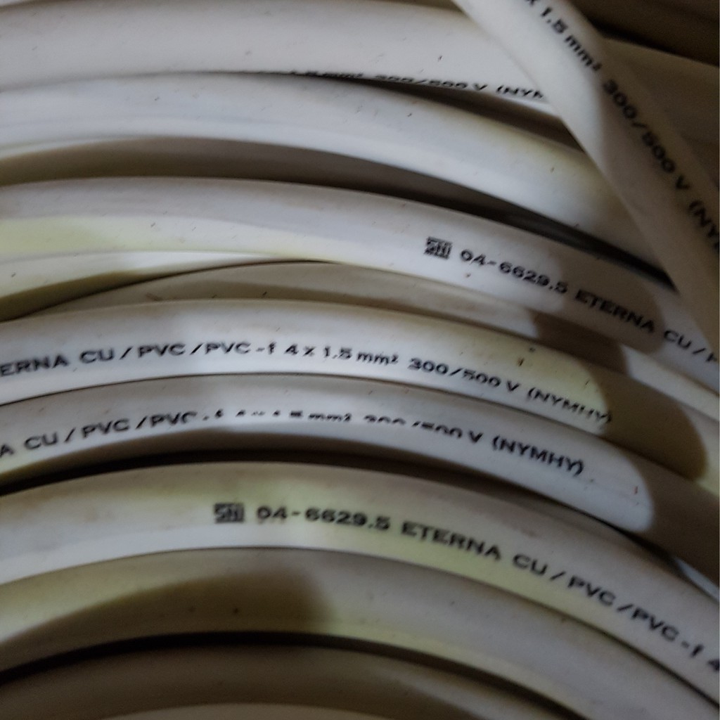 Jual ETERNA NYMHY 4X1.5 MM METERAN / KABEL LISTRIK PUTIH SERABUT TEMBAGA NYM HY 4 X 1.5 MM / 4 X ...