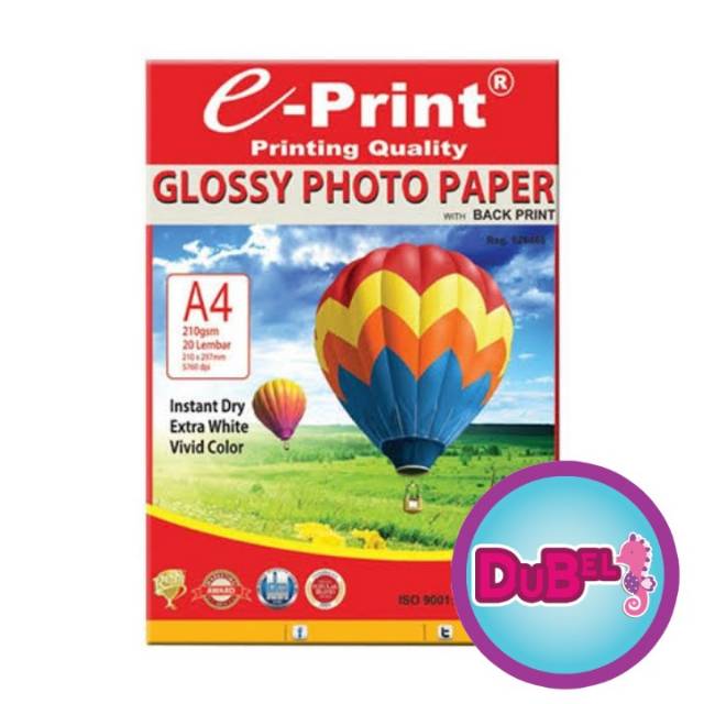 Jual Kertas Foto / Glossy Photo Paper 210gr Eprint with Back Print | Shopee Indonesia