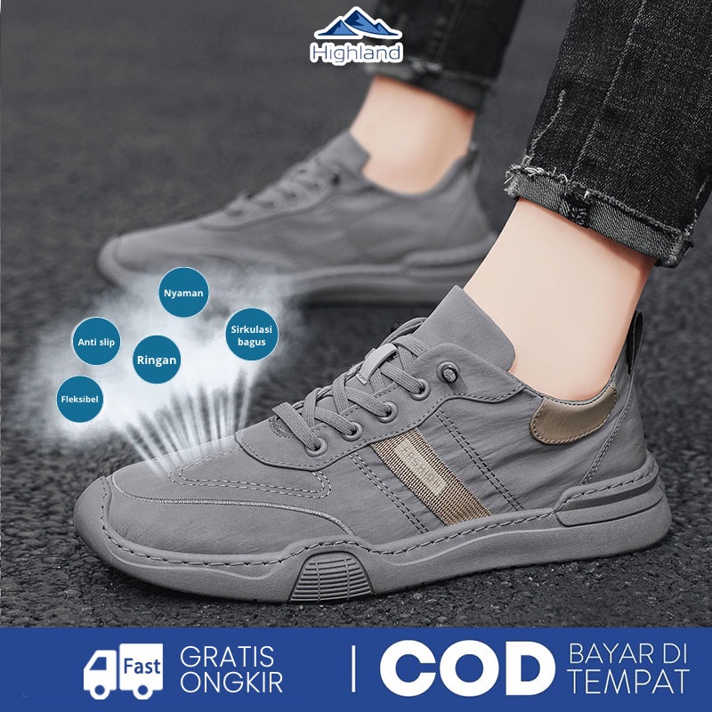 Jual Highland Sepatu Pria Sneakers Cowok Sepatu Kasual Laki Laki Kerja Kantor Olahraga Lari ...