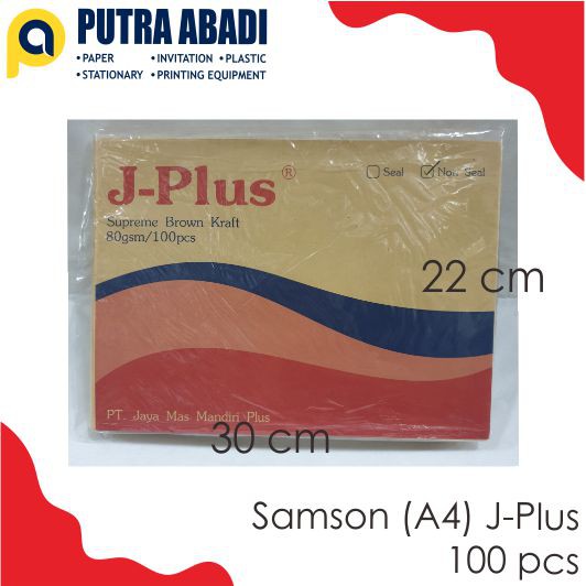 Jual Amplop Kertas Coklat Uk. A4 J-Plus (Isi 100 lembar) | Shopee Indonesia