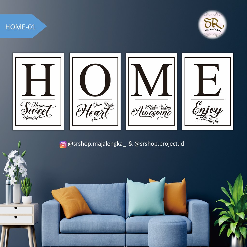Jual hiasan ruang tamu minimalis Dekorasi dinding tulisan Home Set 4pcs ...