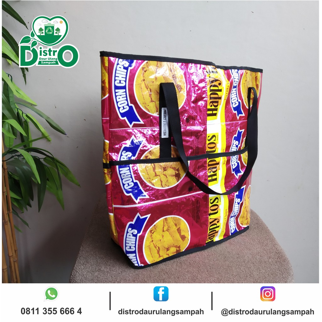 Jual tas tenteng daur ulang plastik kemasan tas tote jumbo travelling ...