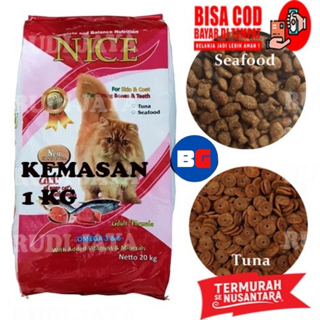 Jual NICE PAKAN MAKANAN KUCING 1 KG CAT FOOD BENTUK DONAT RASA TUNA ...