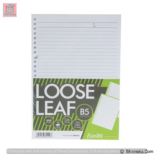 Jual Bantex Loose Leaf Paper B5 80 gsm 50 Sheets - 26 Holes 8600 00 ...