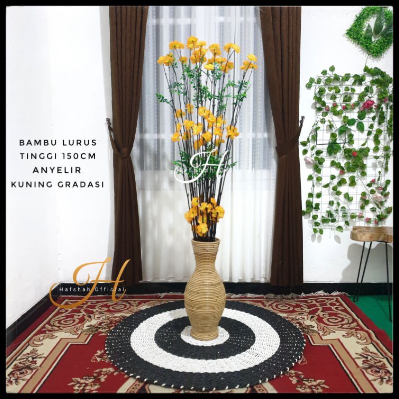 Jual 10 Batang Bambu Lurus Hitam 150cm Variasi Anyelir Kuning Gradasi ...