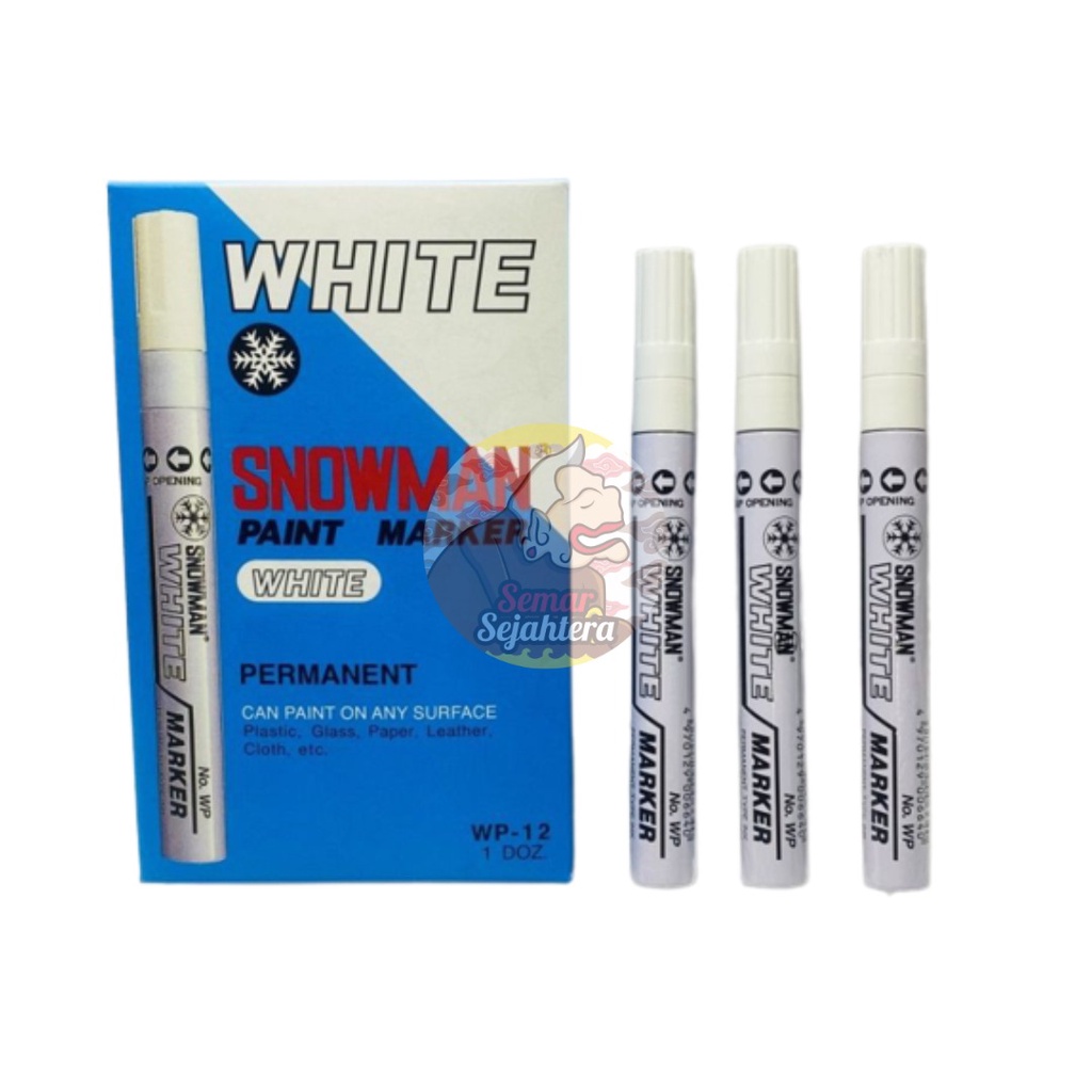 Jual [PCS] SPIDOL PUTIH PERMANENT SNOWMAN WP-12 / SPIDOL PAINT MARKER ...