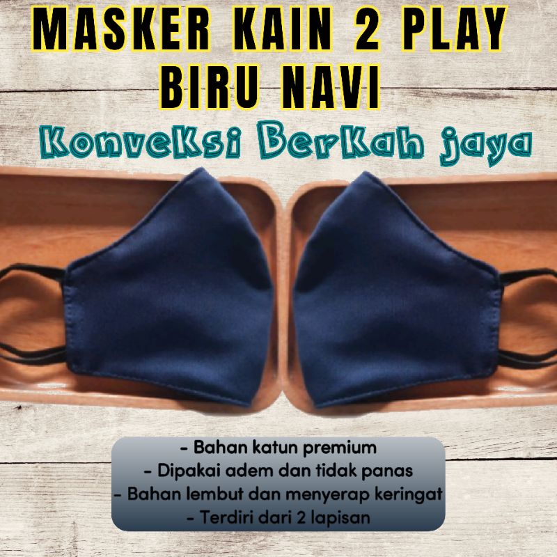 Jual MASKER KAIN POLOS BIRU NEVI/MASKER KAIN 2PLAY ( ISI 12 ) | Shopee ...