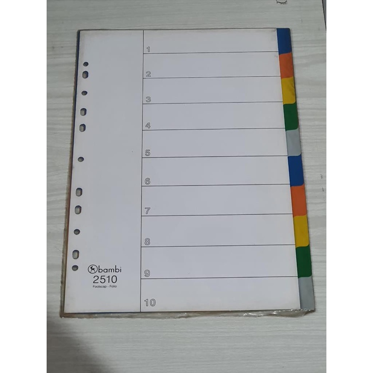 Jual Divider Bambi 2510 Folio 10 warna / Pembatas File | Shopee Indonesia