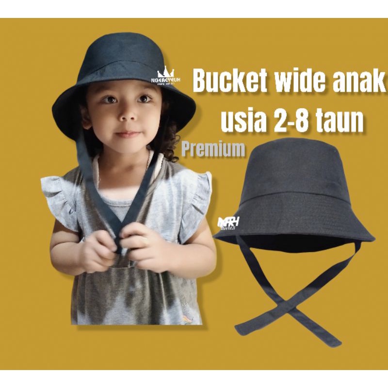 Jual TOPI BUCKET HAT HIJAB selebgram aksen tali/Bucket Anak super lebar ...
