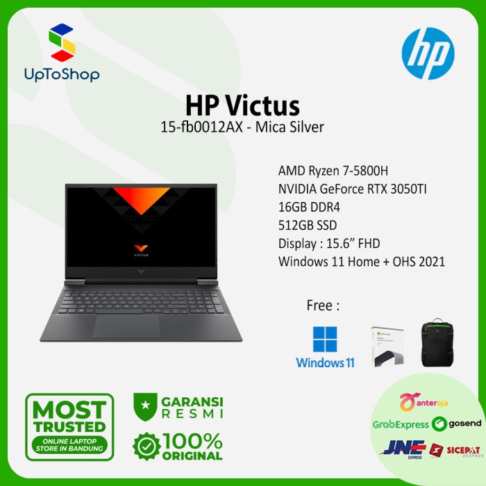 Jual HP Victus 15-FB0012AX R7-5800H 16GB 512GB W11+OHS RTX3050Ti ...