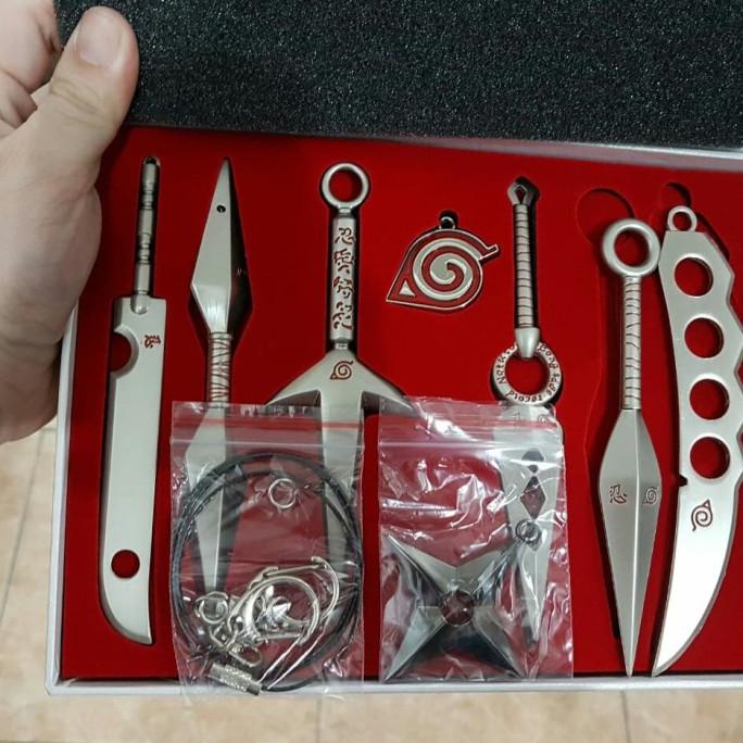 Jual Silver Naruto Seven Weapon Metal Sword Knife Shuriken Set | Shopee ...