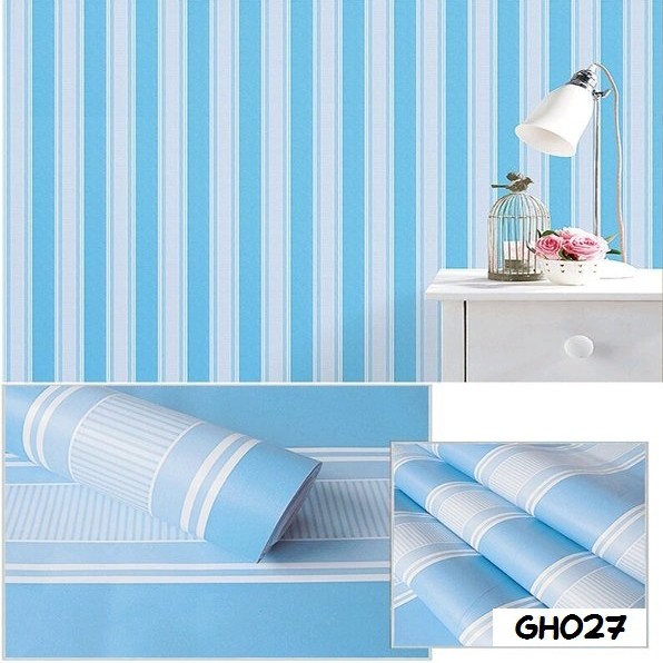 Jual Wallpaper Sticker Dinding 3D Salur Biru Putih Garis | Walpaper Stiker | Shopee Indonesia
