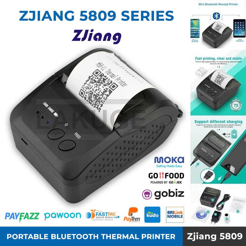 Jual Mini Portable Bluetooth Thermal Printer Kasir ORIGINAL ZJIANG POS 5809 | Shopee Indonesia