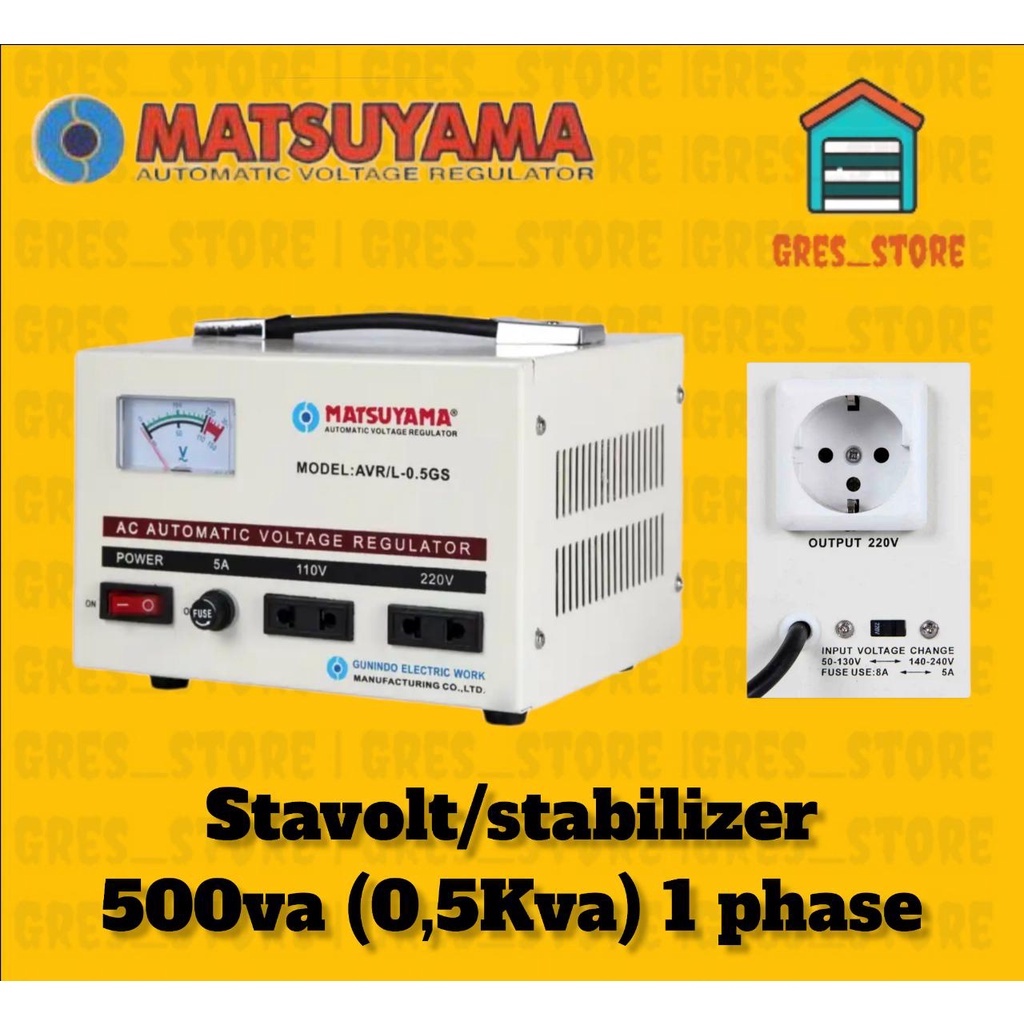 Jual Stabilizer Stavol MATSUYAMA 500VA Voltage 0,5 GS 1PH 0,5 KVA 220v STAVOLT 500VA 500 VA ...