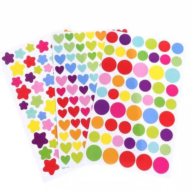 Jual Colorful Heart / Star / DOT Sticker (Stiker Hati / Bintang / Bulat ...
