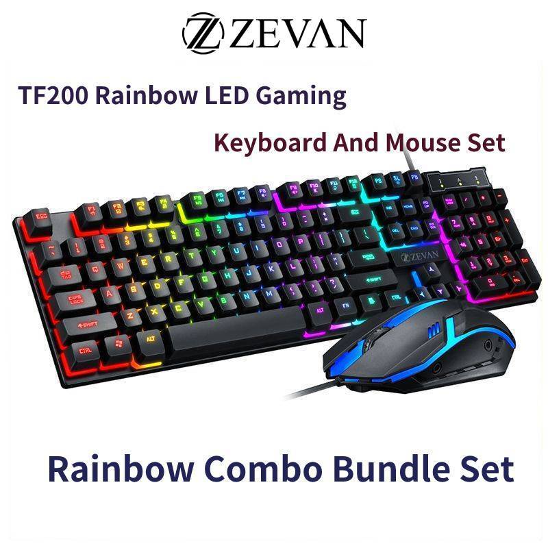 Jual ZEVAN Keyboard Gaming Mekanik with Mouse Lampu RGB LED Rainbow ...