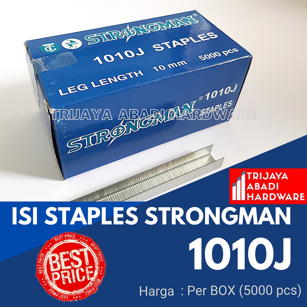 Jual Isi Staples Strongman 1010J Tembakan Angin (1 Box isi 5000 pcs ...
