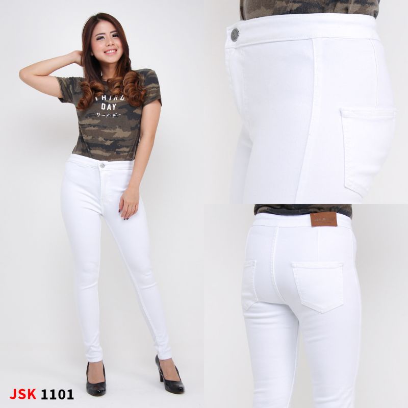 Jual JSK 1101 Putih Celana putih jumbo big size Ripped Jeans Panjang ...