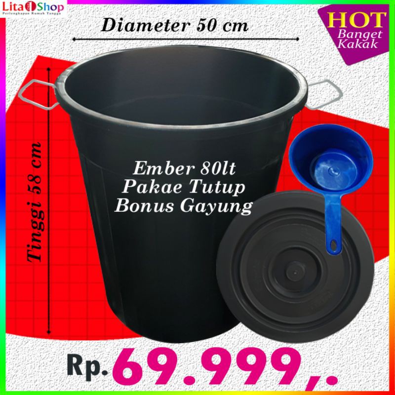 Jual Ember plastik / ember jumbo / ember besar 80 liter / bonus gayung ...