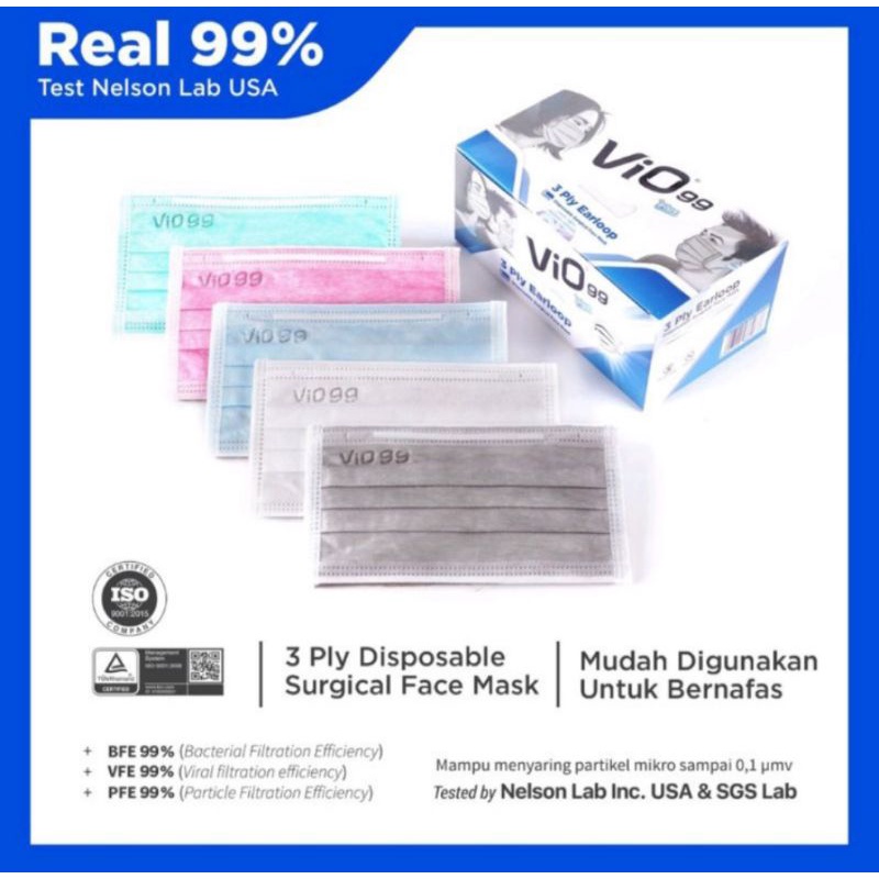 Jual Masker Vio 99 Plus 3 Ply Earloop ORIGINAL | Shopee Indonesia