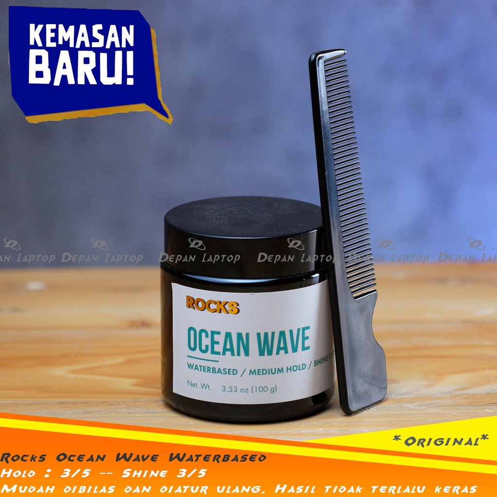 Jual Original Pomade Rocks Ocean Wave Waterbased mudah menata rambut ...