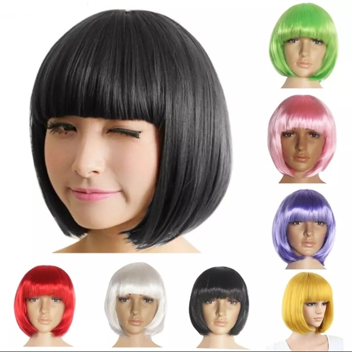 Jual Wig Pendek Lurus Wanita, Rambut Wig Wanita Eropa Kimia, Rambut ...
