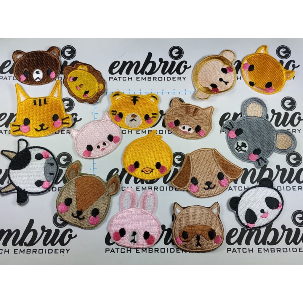 Jual AN-028-B ECER PATCH ANIMALS HEAD-2 HEWAN LUCU PET FUNNY EMBROIDERY ...
