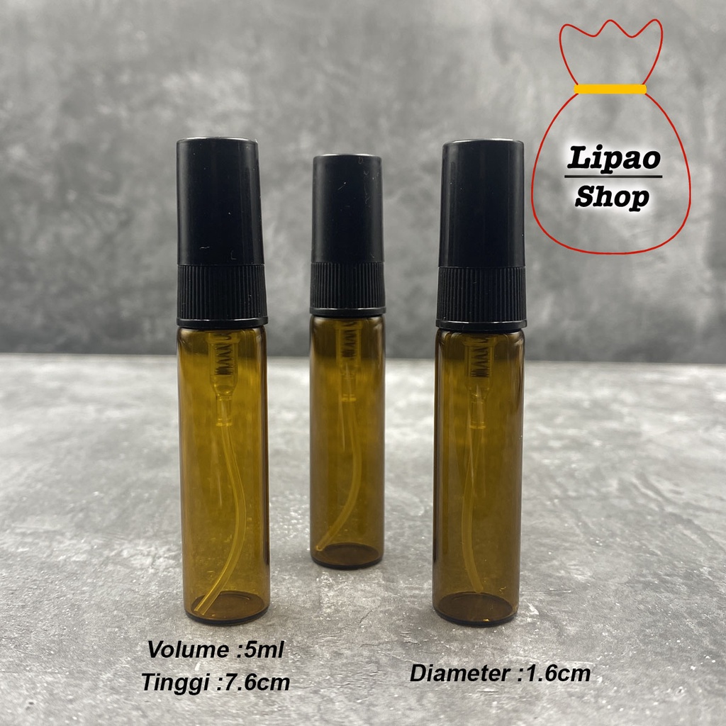 Jual Botol Spray Kaca 5ml AMBER / Coklat - Refillable Travel Size ...