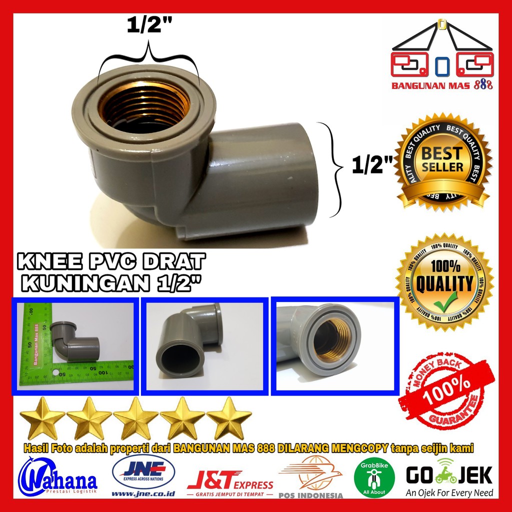 Jual KNEE PVC DRAT KUNINGAN 1/2 INCH - SOCK KRAN - SOCK PVC - SAMBUNGAN ...