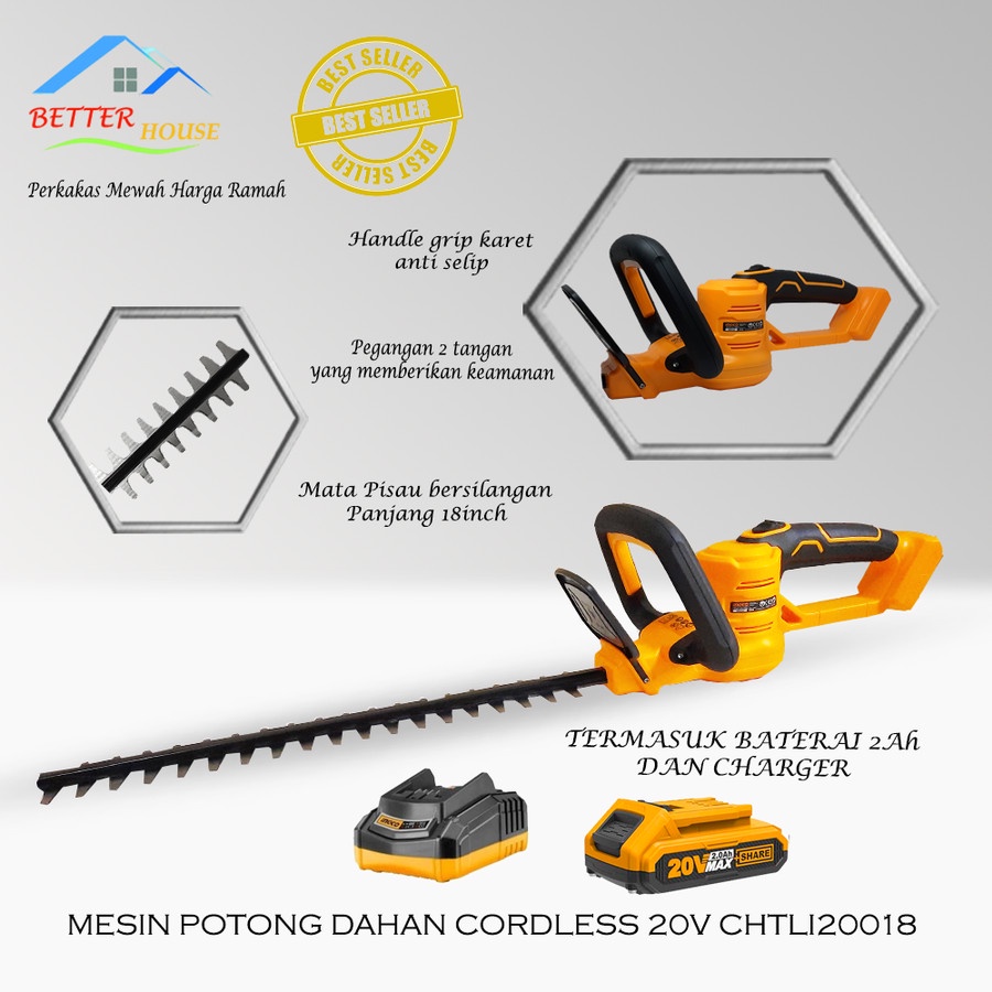 Jual MESIN POTONG DAHAN RANTING TANAMAN CORDLESS 20V CHTLI20018 2Ah ...