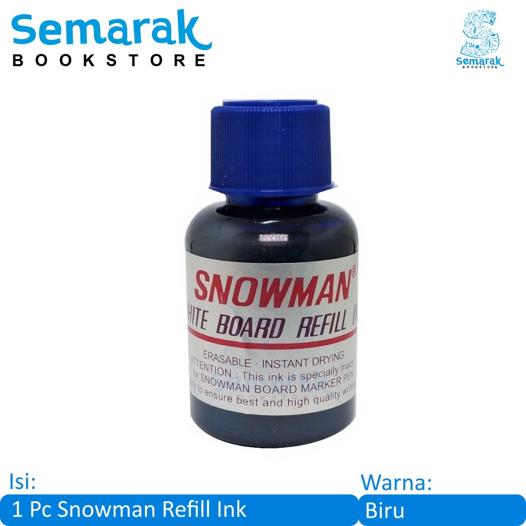 Jual Snowman Refill Ink Isi Tinta Spidol Whiteboard Dapat Dihapus 20 ml ...