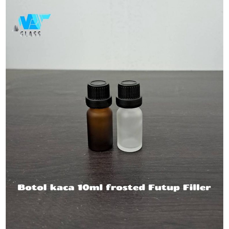 Jual botol kaca 10ml doff tutup filler hitam / botol essential oil 10ml ...