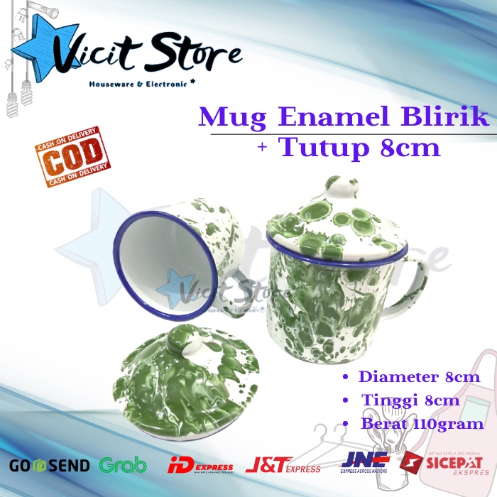Jual Mug Enamel 8cm + Tutup Motif Blirik / Gelas Jadul Brilik 8cm ...