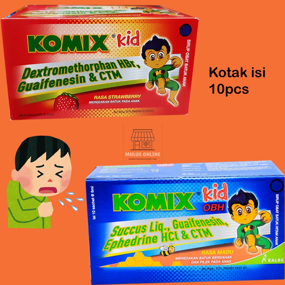 Jual Komix Kid obat Batuk anak Pack [isi 10pcs] OBH, dan Strawberry ...