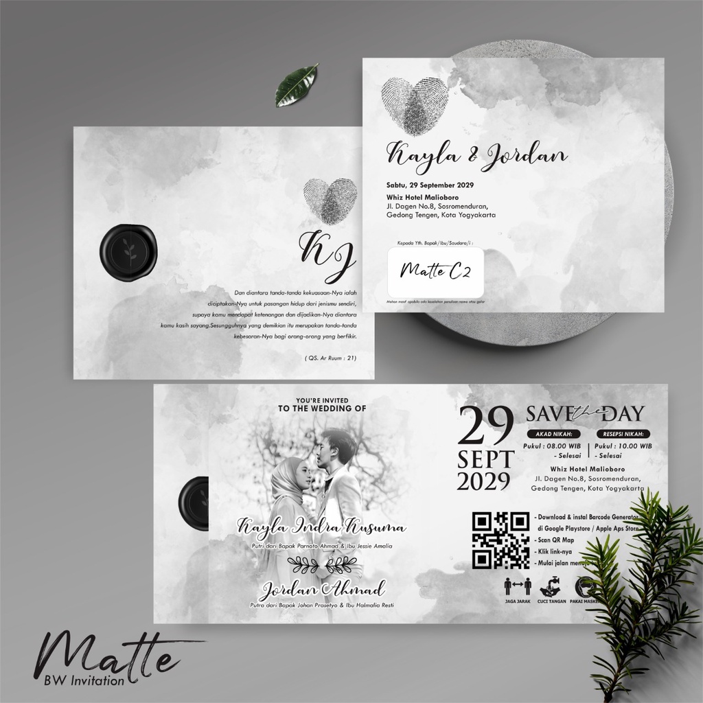 Jual UNDANGAN GLOSSY BW MENGKILAP - UNDANGAN MATTE BW DOFF MEWAH SIMPLE ...