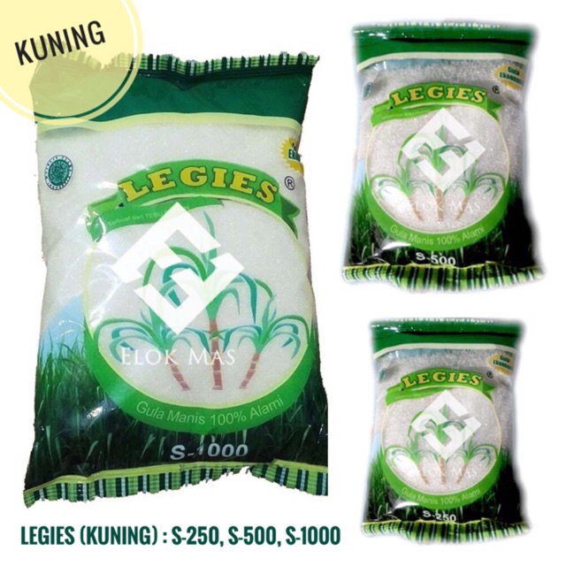 Jual Gula Pasir KUNING merk LEGIES Kemasan BUNGKUS, Ukuran S-250 / S ...