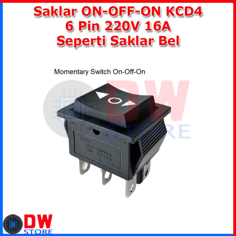 Jual ROCKER SWITCH SAKLAR ON OFF ON 6 PIN KCD4 Maju Mundur Atas Bawah ...