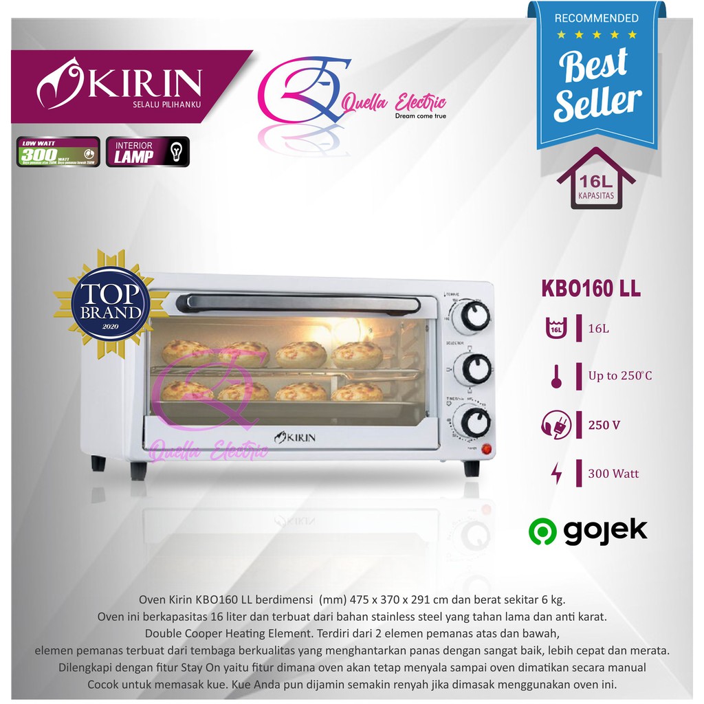 Jual Kirin Oven Listrik KBO 160 LL - 16 lt ( Khusus JADETABEK) | Shopee Indonesia