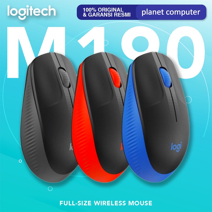 Jual Logitech M190 Mouse Wireless Full Size Plug & Play | Shopee Indonesia