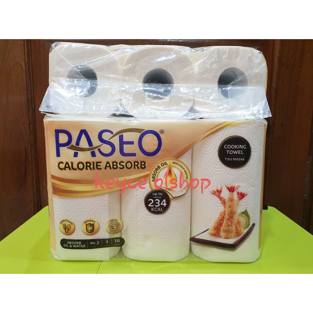 Jual Tissue/Tisue/Tissu/Tisu paseo calories absorb cooking towel 3 rolls 70's | Shopee Indonesia