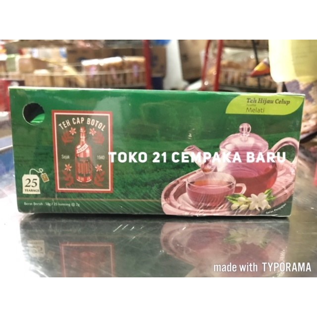 Jual TEH-DAUN- TEH CAP BOTOL HIJAU MELATI BOX ISI 25 TEA BAGS | GREEN ...