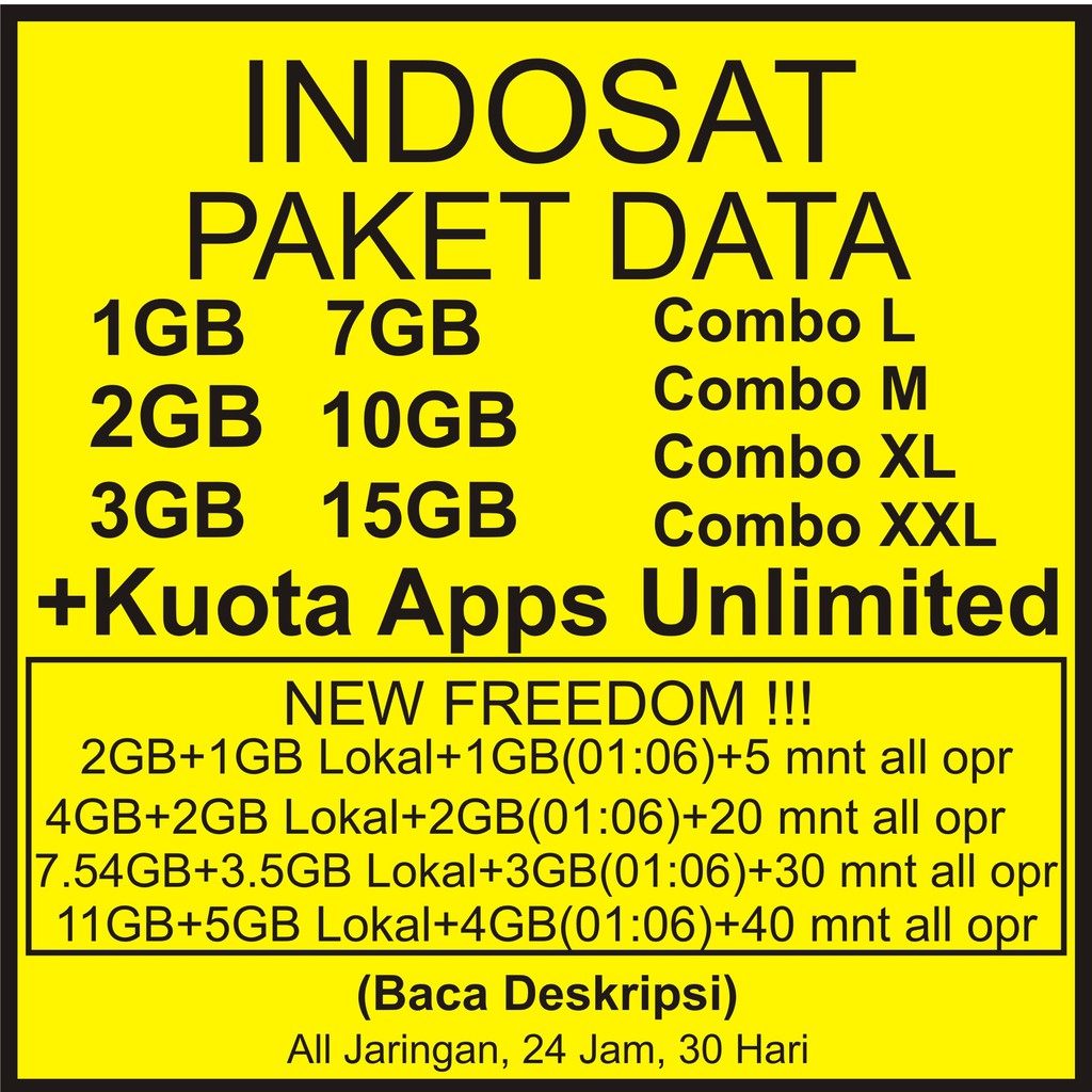 Jual Paket Data Internet Indosat IM3 1GB 2GB 3GB 7GB 10gb 15GB | Shopee ...