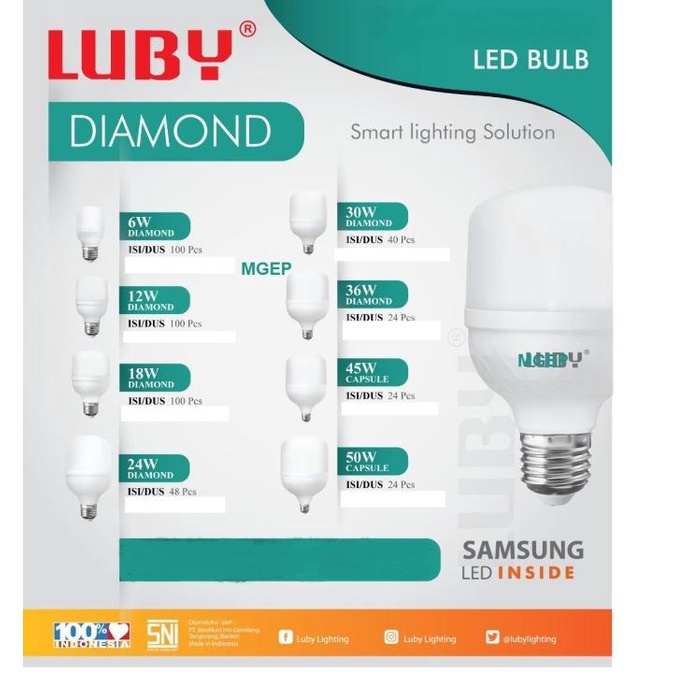 Jual Lampu LED luby Diamond Premium 24 Watt PUTIH LED Samsung Inside ...